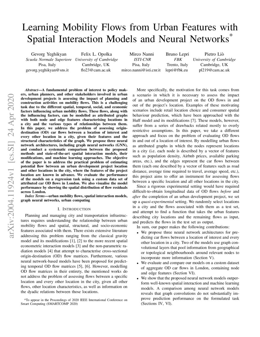 Learning Mobility Flows From Urban Features With Spatial Interaction