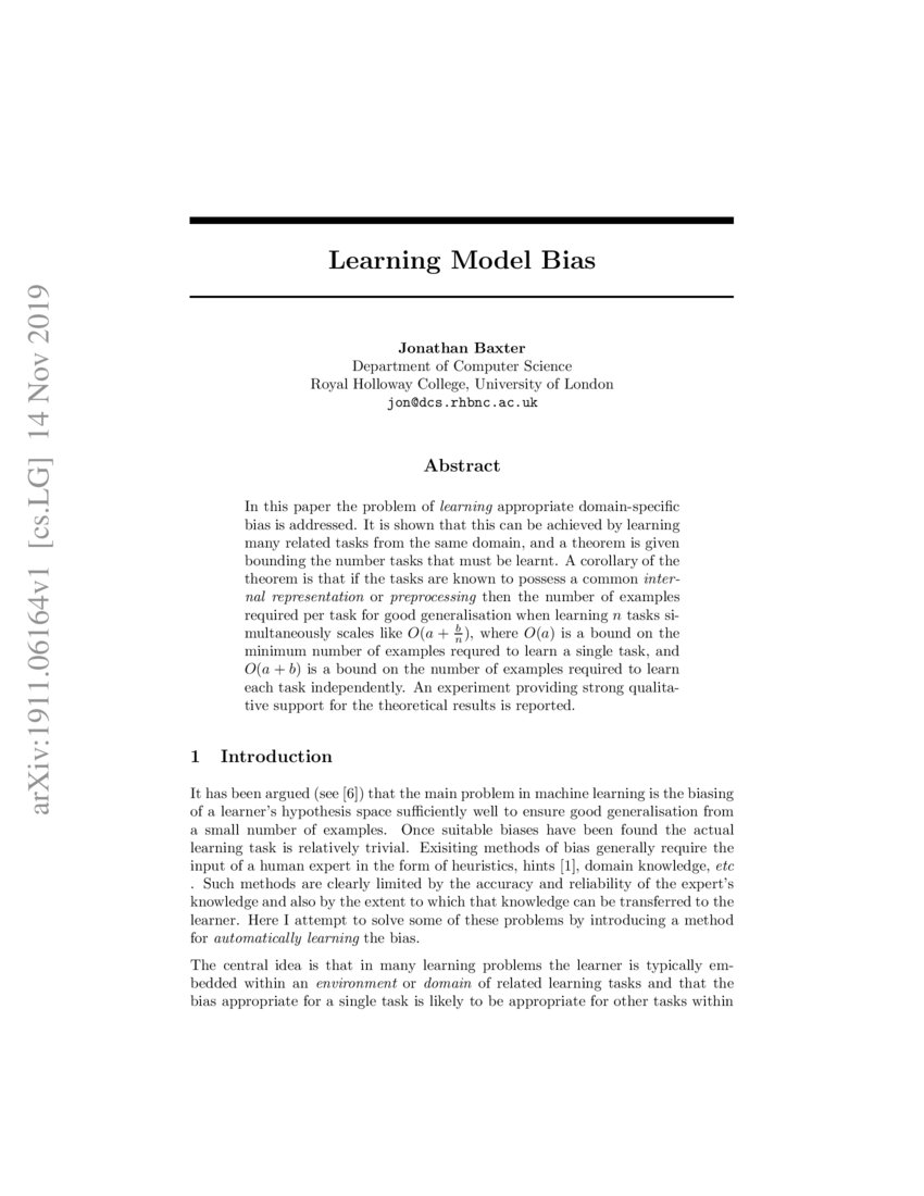 Learning Model Bias | DeepAI