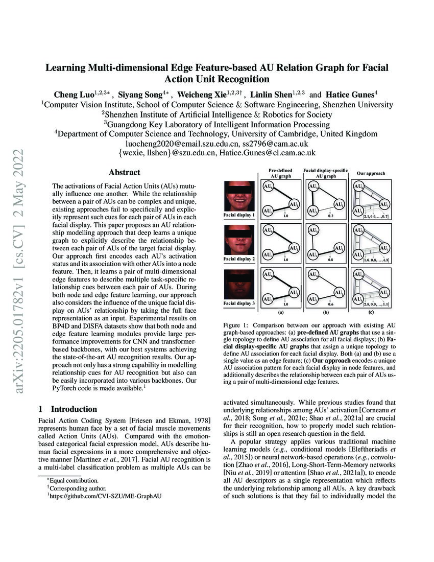 Learning Multi-dimensional Edge Feature-based AU Relation Graph for Facial Action Unit ...