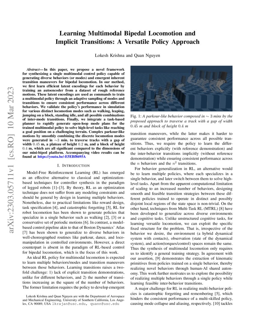 Learning Multimodal Bipedal Locomotion and Implicit Transitions: A ...