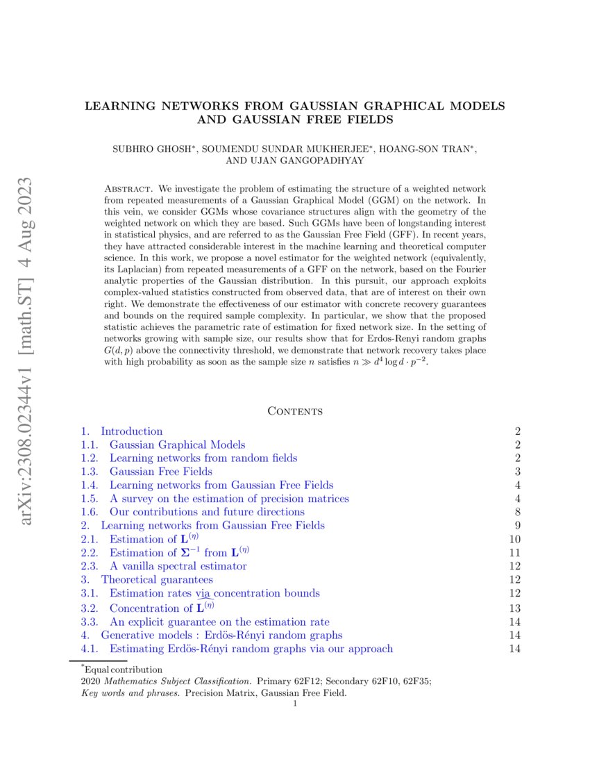 Learning Networks From Gaussian Graphical Models And Gaussian Free