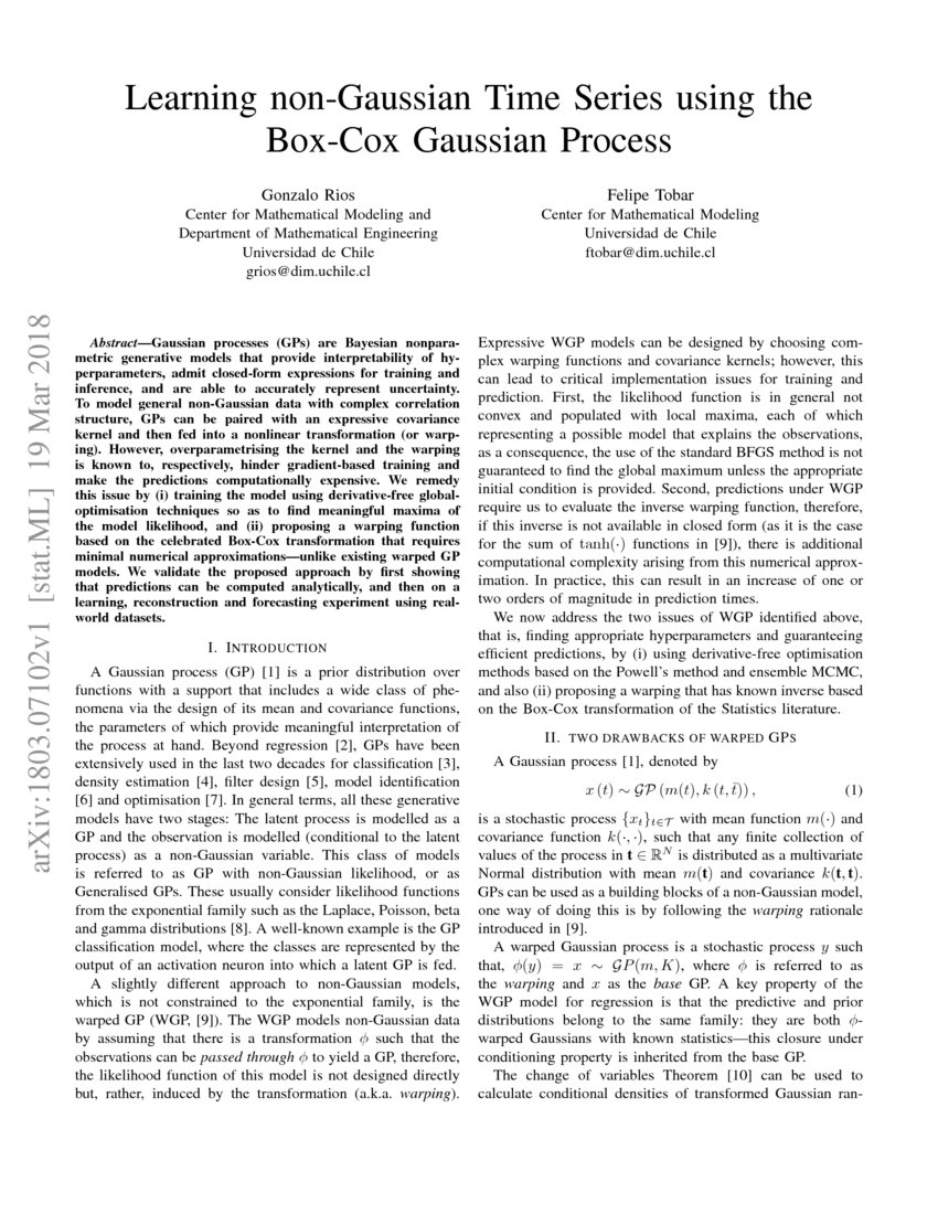 Learning Non Gaussian Time Series Using The Box Cox Gaussian Process