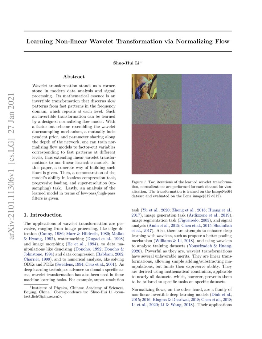 Learning Non-linear Wavelet Transformation via Normalizing Flow | DeepAI