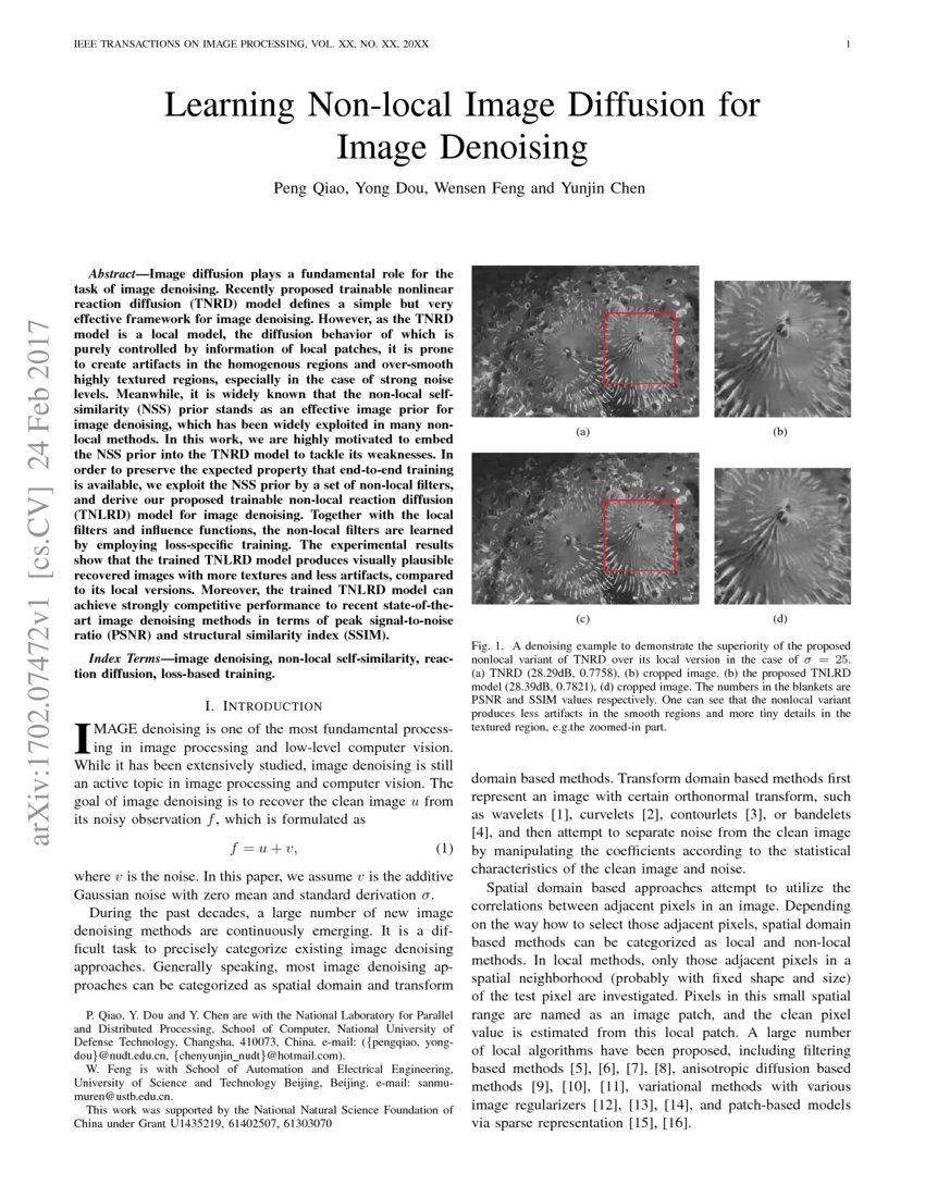 Learning Non-local Image Diffusion for Image Denoising | DeepAI