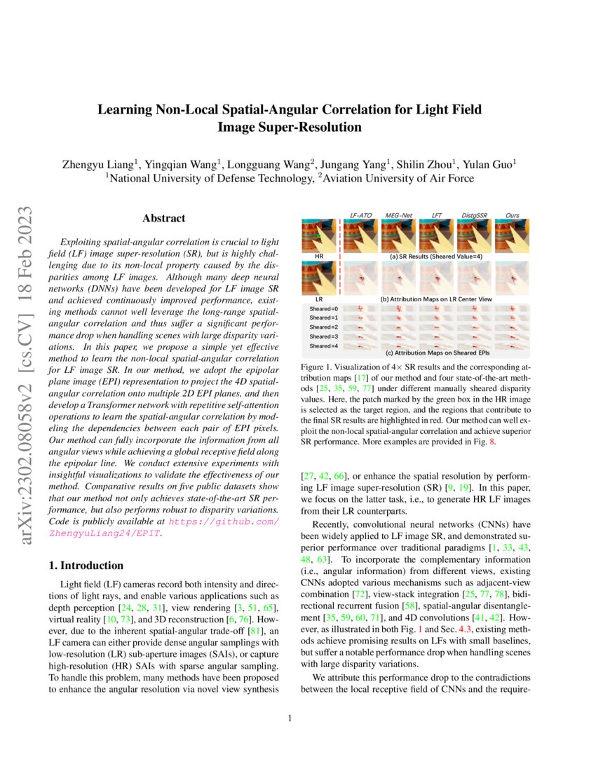 Learning Non Local Spatial Angular Correlation For Light Field Image Super Resolution Deepai