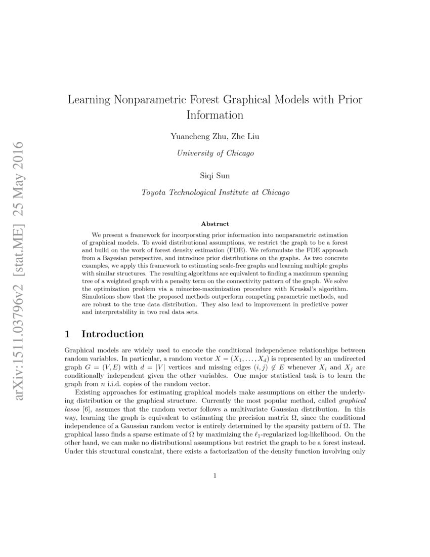 Learning Nonparametric Forest Graphical Models with Prior Information | DeepAI