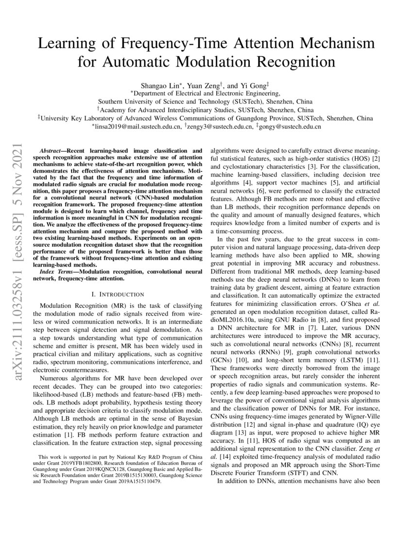 Learning of Frequency-Time Attention Mechanism for Automatic Modulation ...
