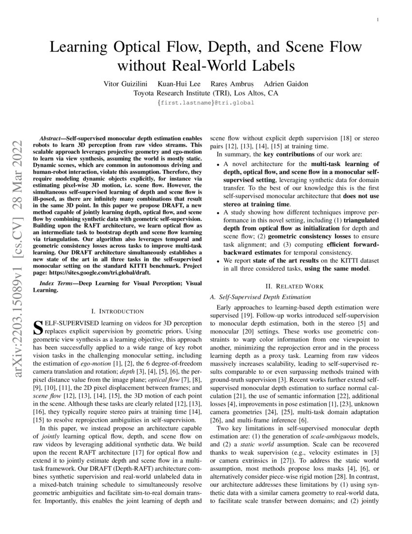 Learning Optical Flow, Depth, and Scene Flow without Real-World Labels ...