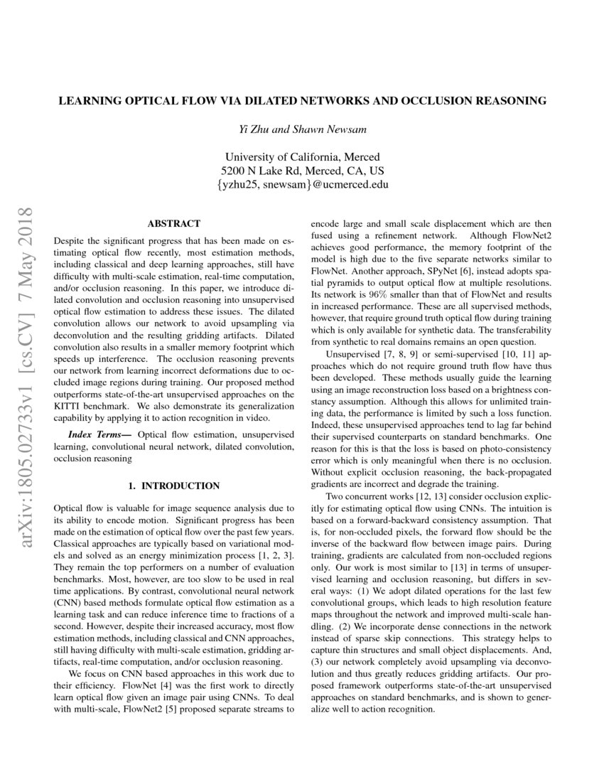 Learning Optical Flow via Dilated Networks and Occlusion Reasoning | DeepAI
