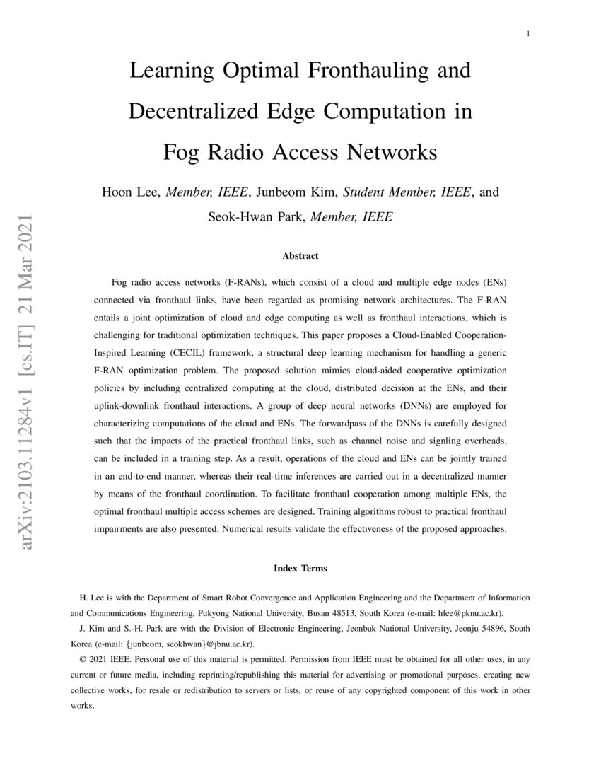 Learning Optimal Fronthauling and Decentralized Edge Computation in Fog Radio Access Networks ...