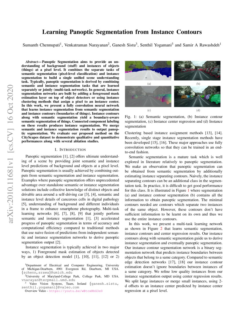 Learning Panoptic Segmentation from Instance Contours | DeepAI