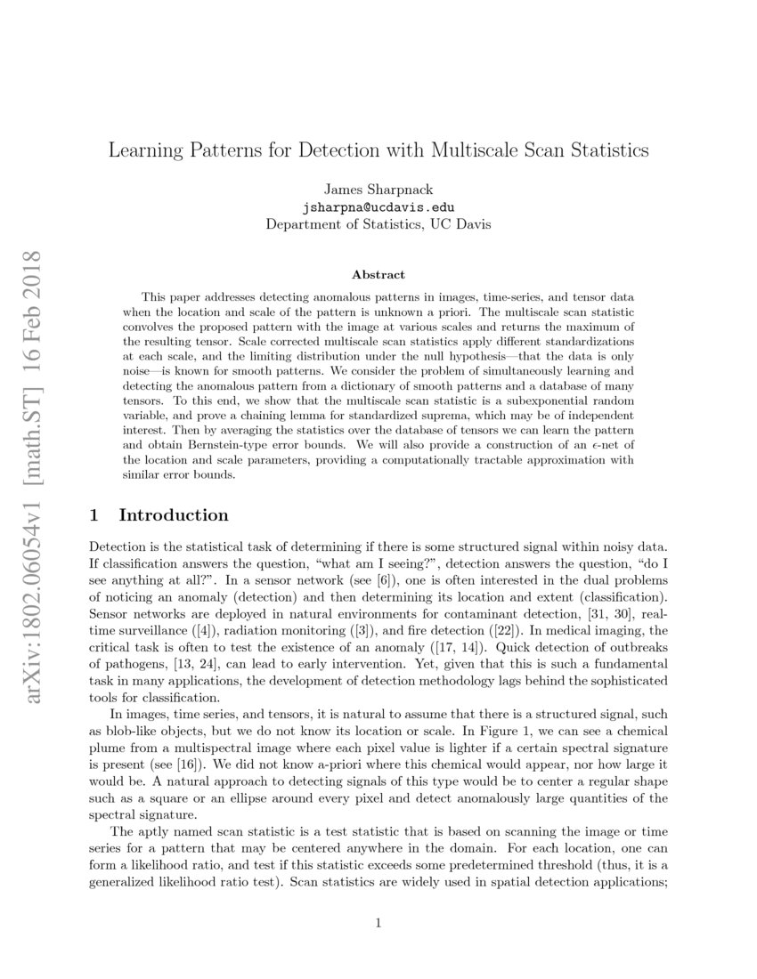Learning Patterns for Detection with Multiscale Scan Statistics | DeepAI
