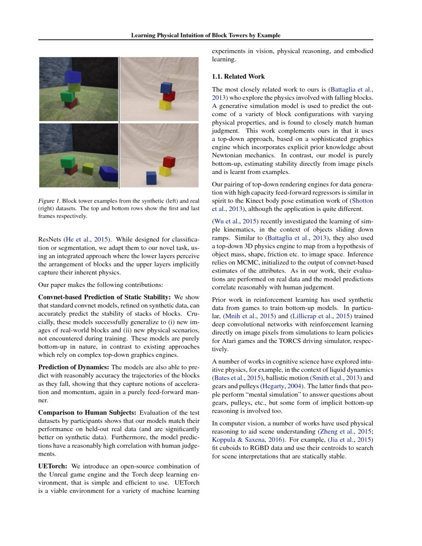 Learning Physical Intuition of Block Towers by Example | DeepAI