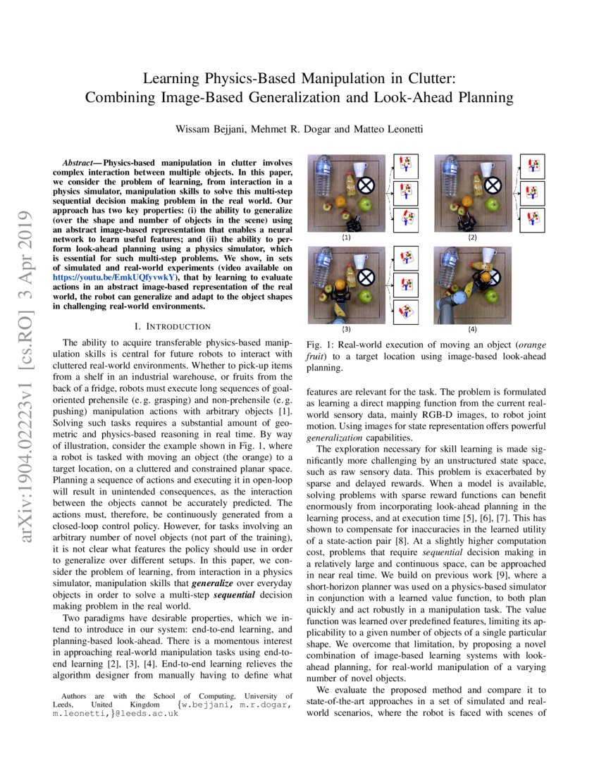 Learning Physics-Based Manipulation in Clutter: Combining Image-Based ...
