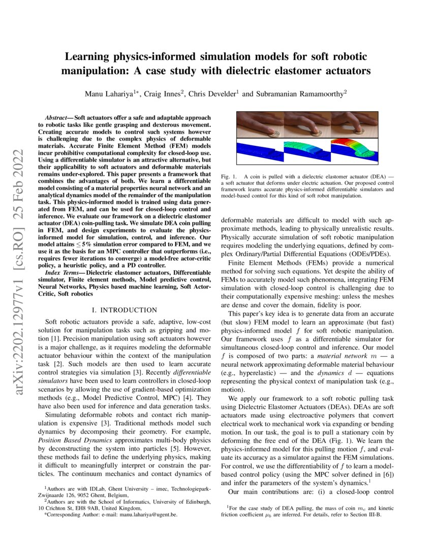 Learning Physics Informed Simulation Models For Soft Robotic