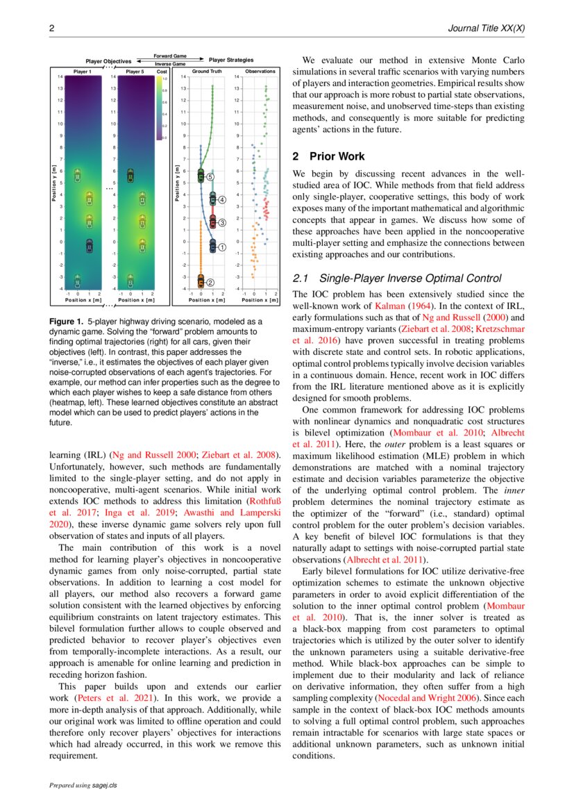 Learning Players Objectives In Continuous Dynamic Games From Partial