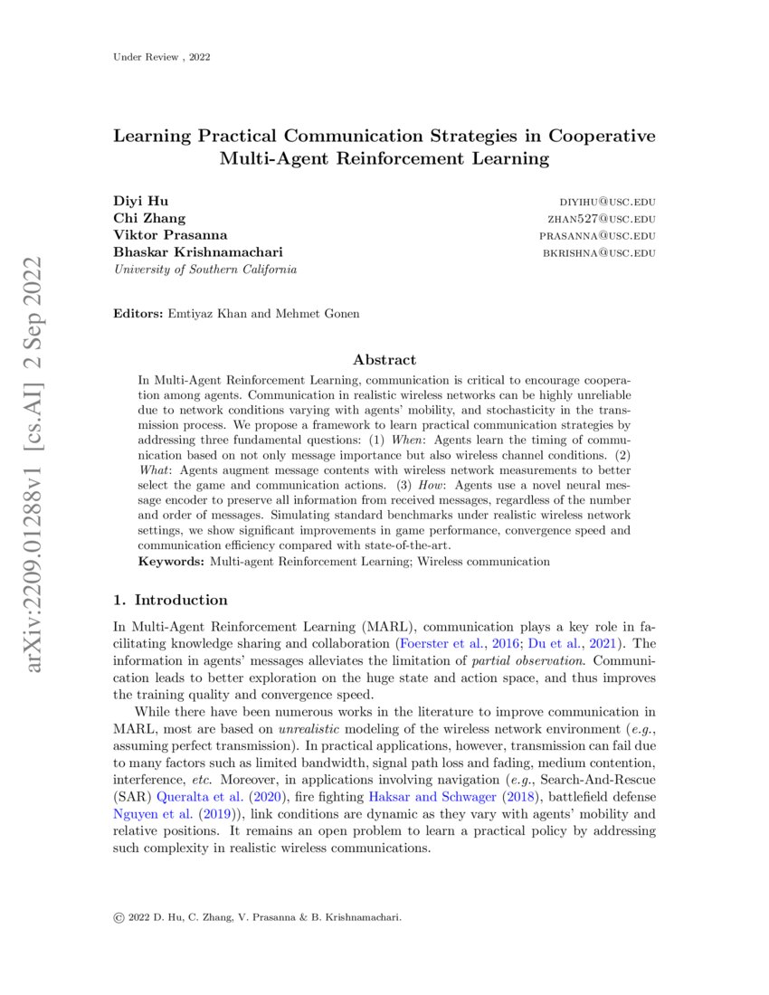 Learning Practical Communication Strategies In Cooperative Multi Agent Reinforcement Learning