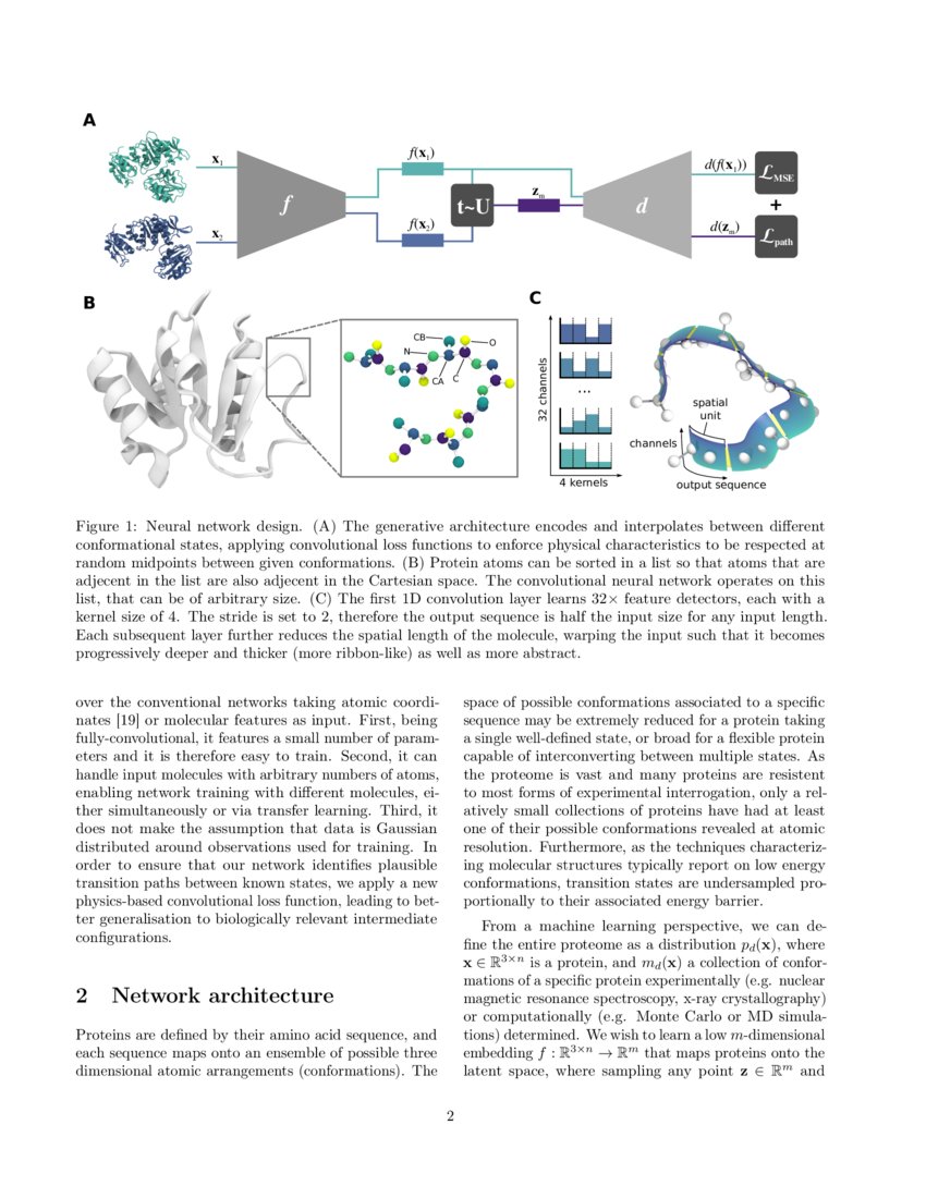 Learning protein conformational space by enforcing physics with convolutions and latent ...