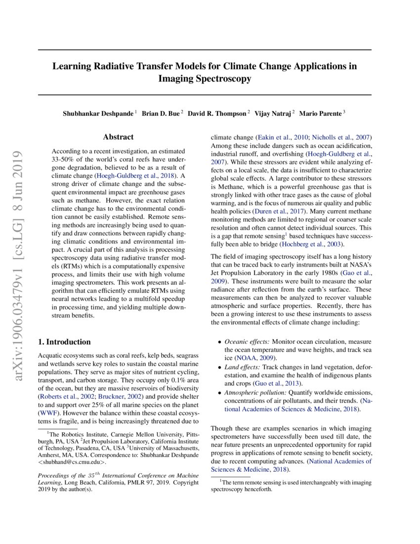 Learning Radiative Transfer Models for Climate Change Applications in ...