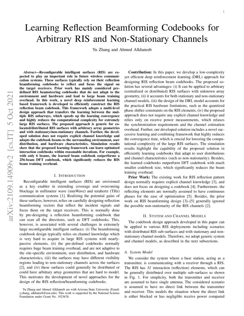 Learning Reflection Beamforming Codebooks for Arbitrary RIS and Non-Stationary Channels | DeepAI