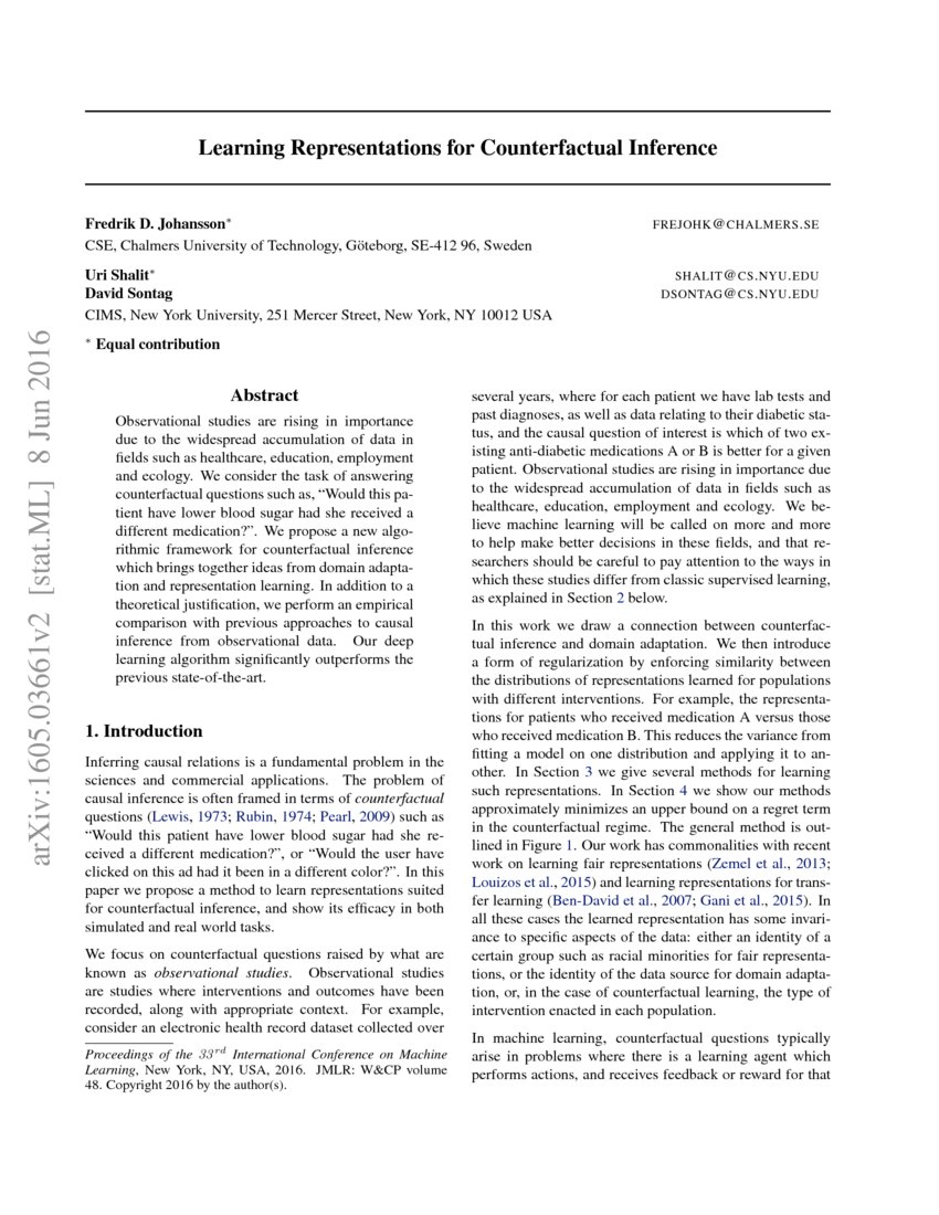 Learning Representations for Counterfactual Inference | DeepAI