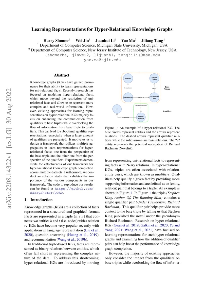 Learning Representations For Hyper Relational Knowledge Graphs Deepai