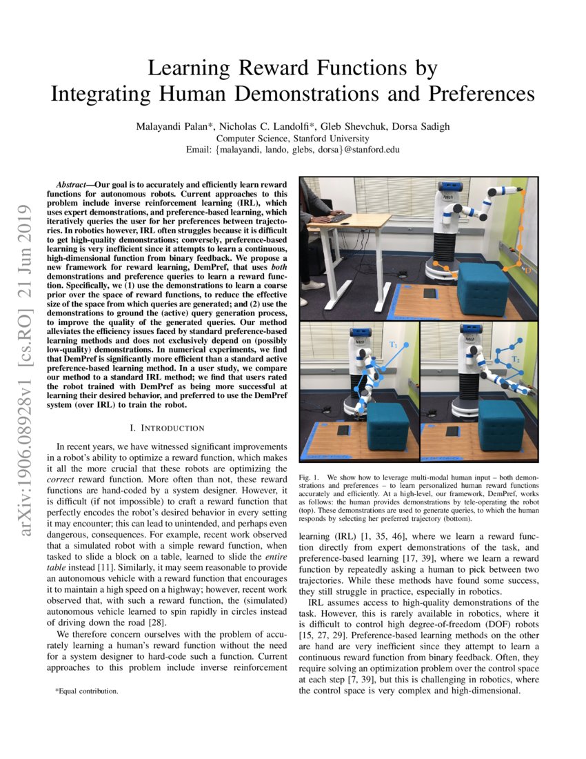 Learning Reward Functions by Integrating Human Demonstrations and ...