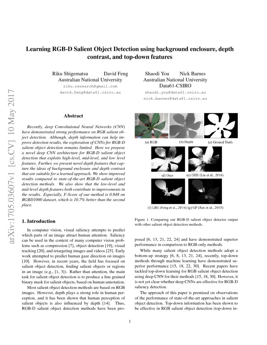 Learning Rgb D Salient Object Detection Using Background Enclosure
