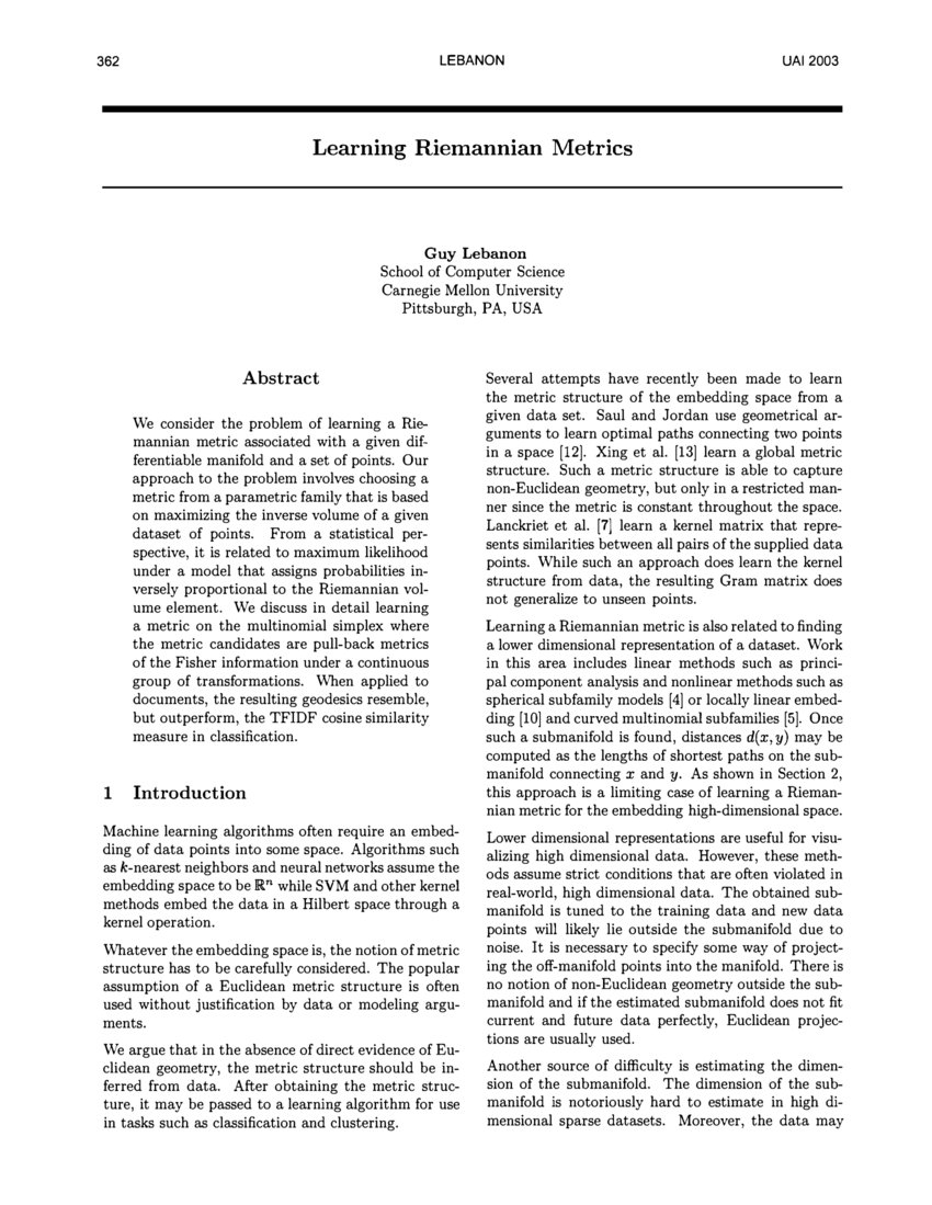 Learning Riemannian Metrics Deepai