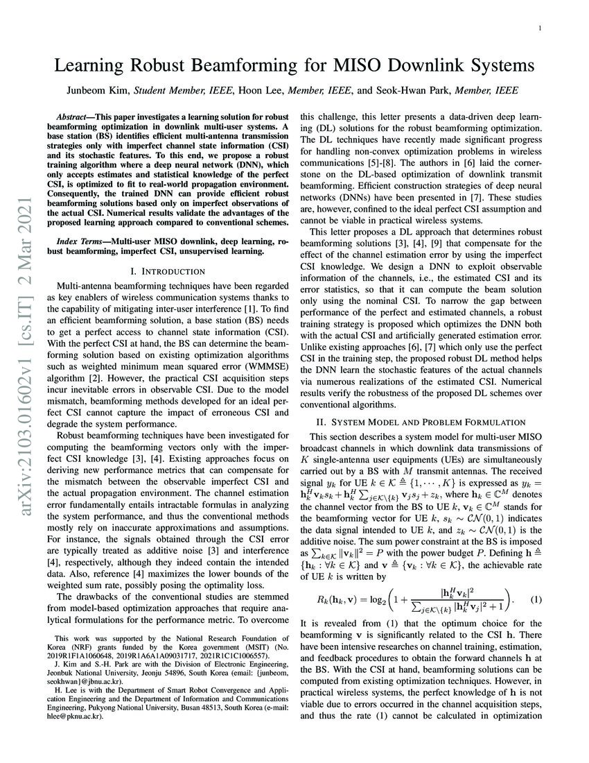Learning Robust Beamforming for MISO Downlink Systems | DeepAI