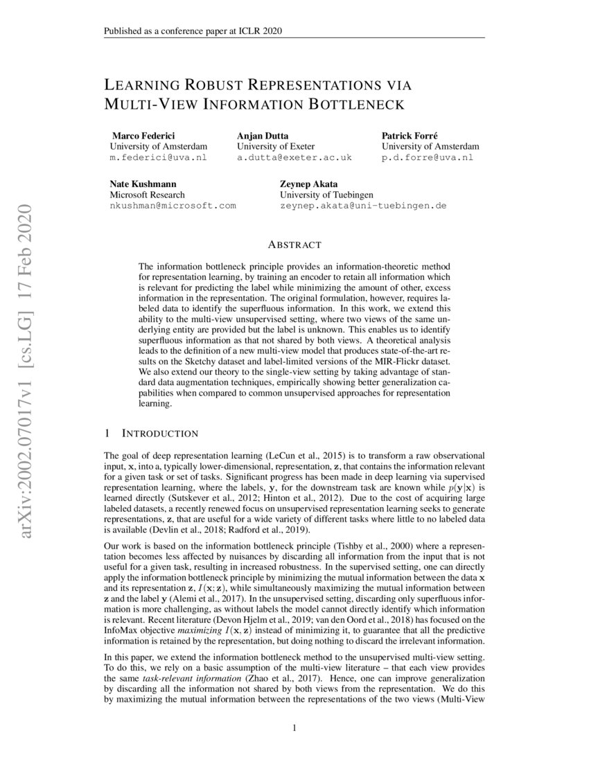 Learning Robust Representations via Multi-View Information Bottleneck | DeepAI