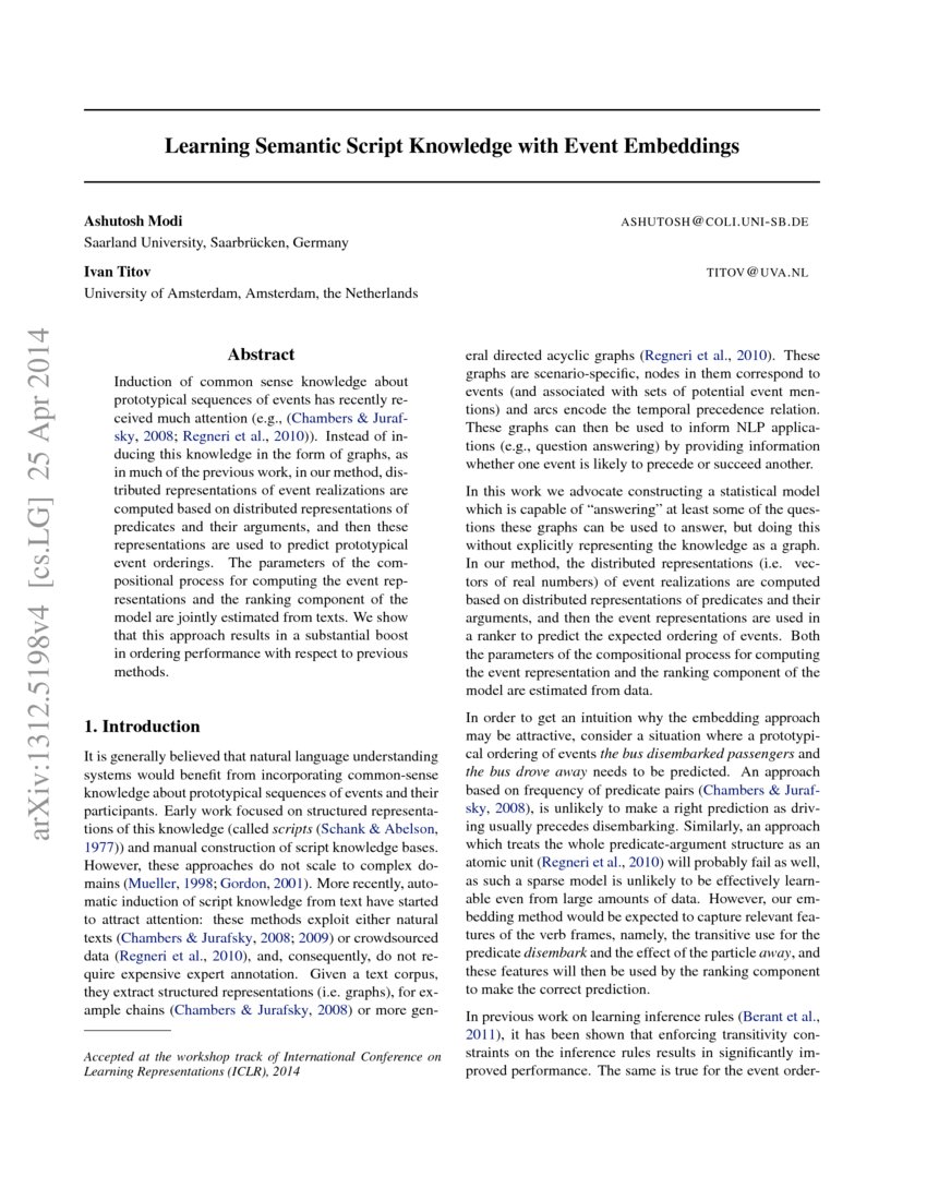 Learning Semantic Script Knowledge With Event Embeddings Deepai 0024