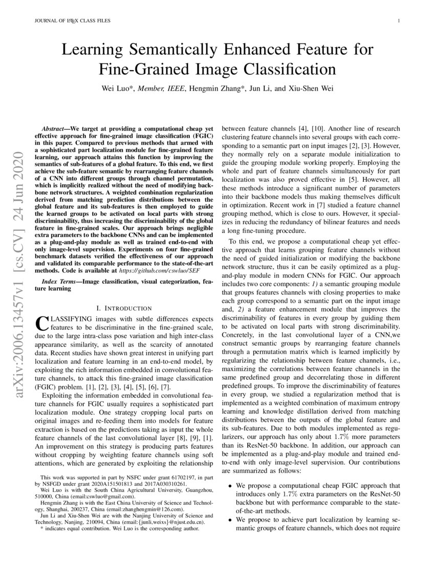 Learning Semantically Enhanced Feature for Fine-Grained Image ... Learning Semantically Enhanced Feature for Fine-Grained Image ...