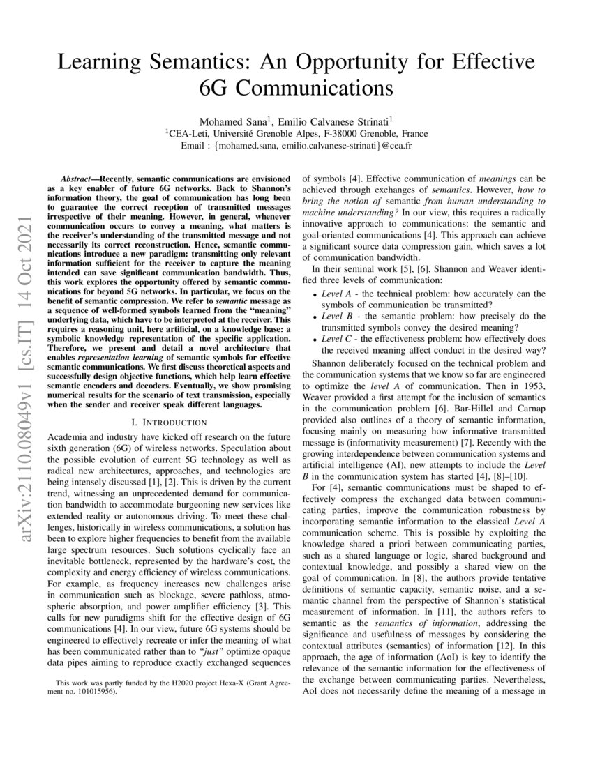 Learning Semantics: An Opportunity for Effective 6G Communications | DeepAI