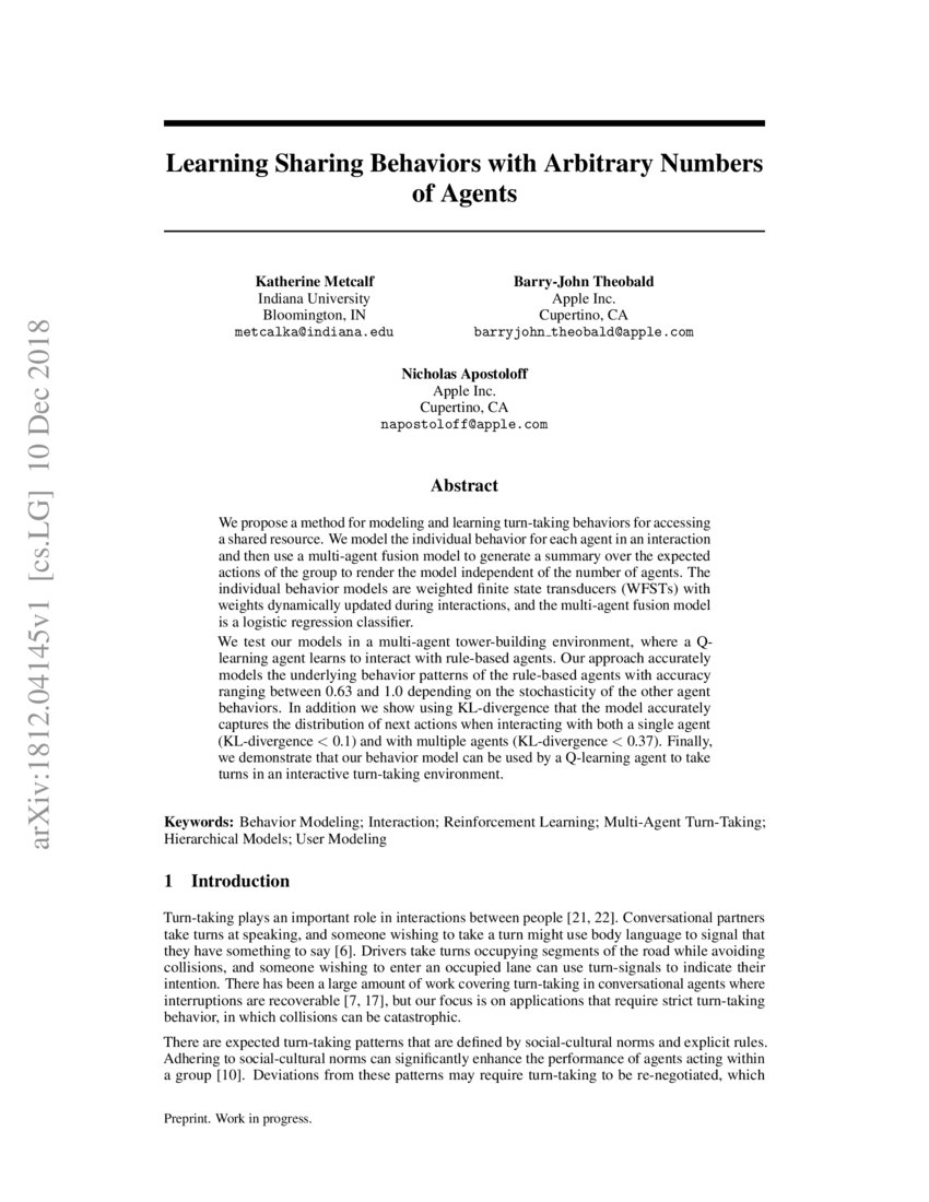 Learning Sharing Behaviors with Arbitrary Numbers of Agents | DeepAI