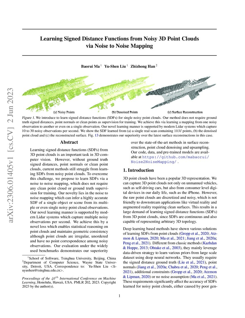 Learning Signed Distance Functions From Noisy 3d Point Clouds Via Noise