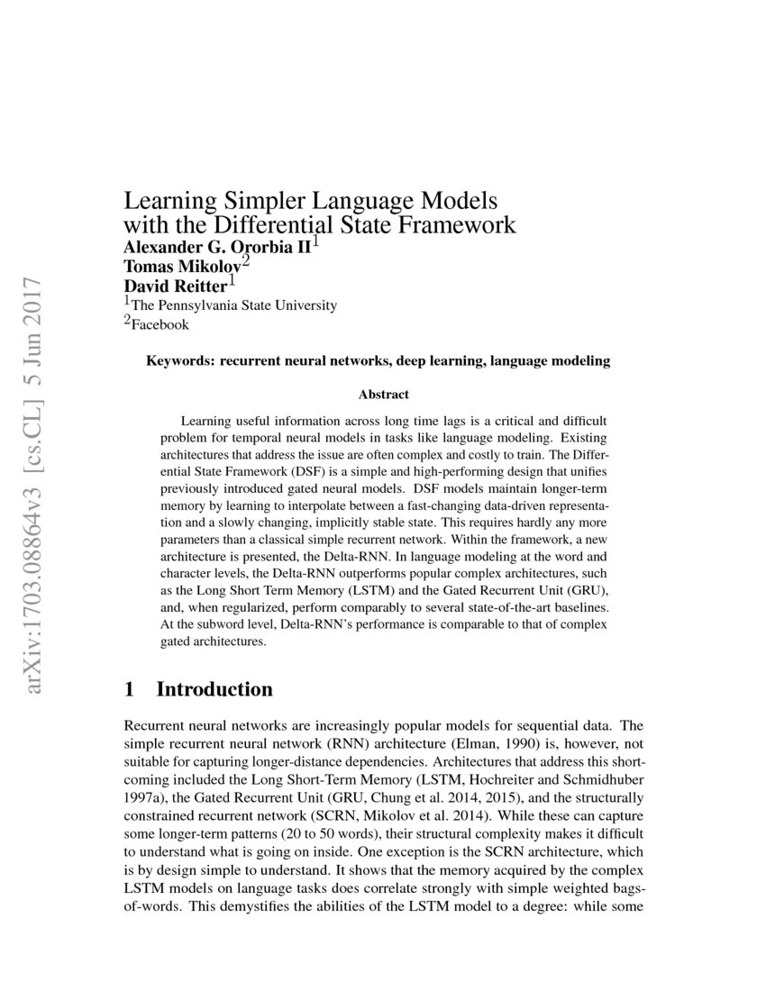 Learning Simpler Language Models with the Differential State Framework ...