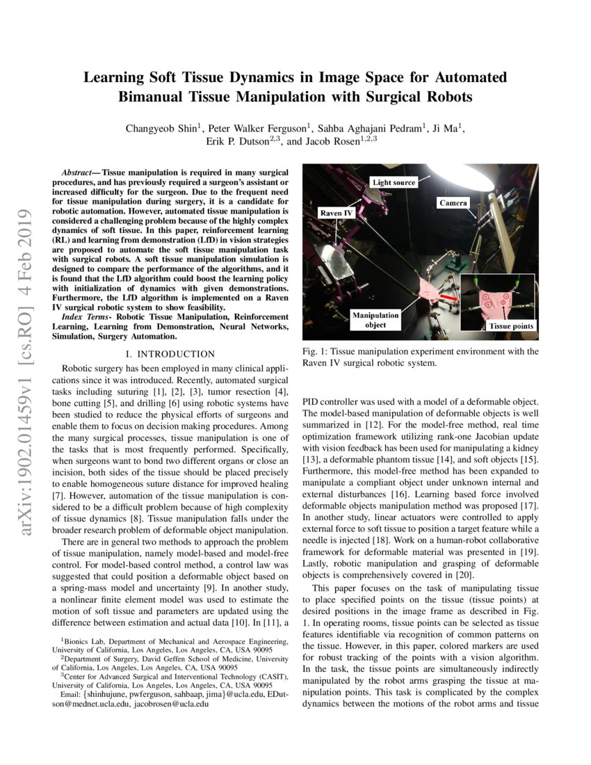 Learning Soft Tissue Dynamics In Image Space For Automated Bimanual