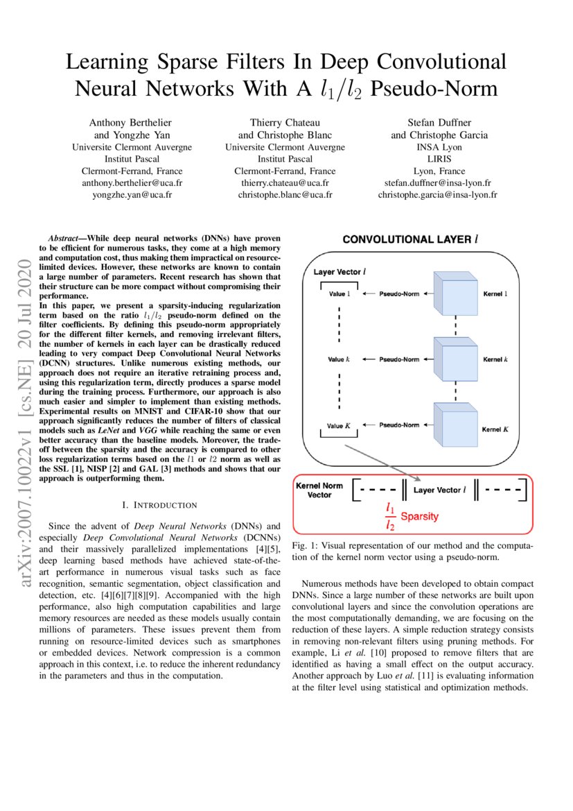 Learning Sparse Filters In Deep Convolutional Neural Networks With A L1