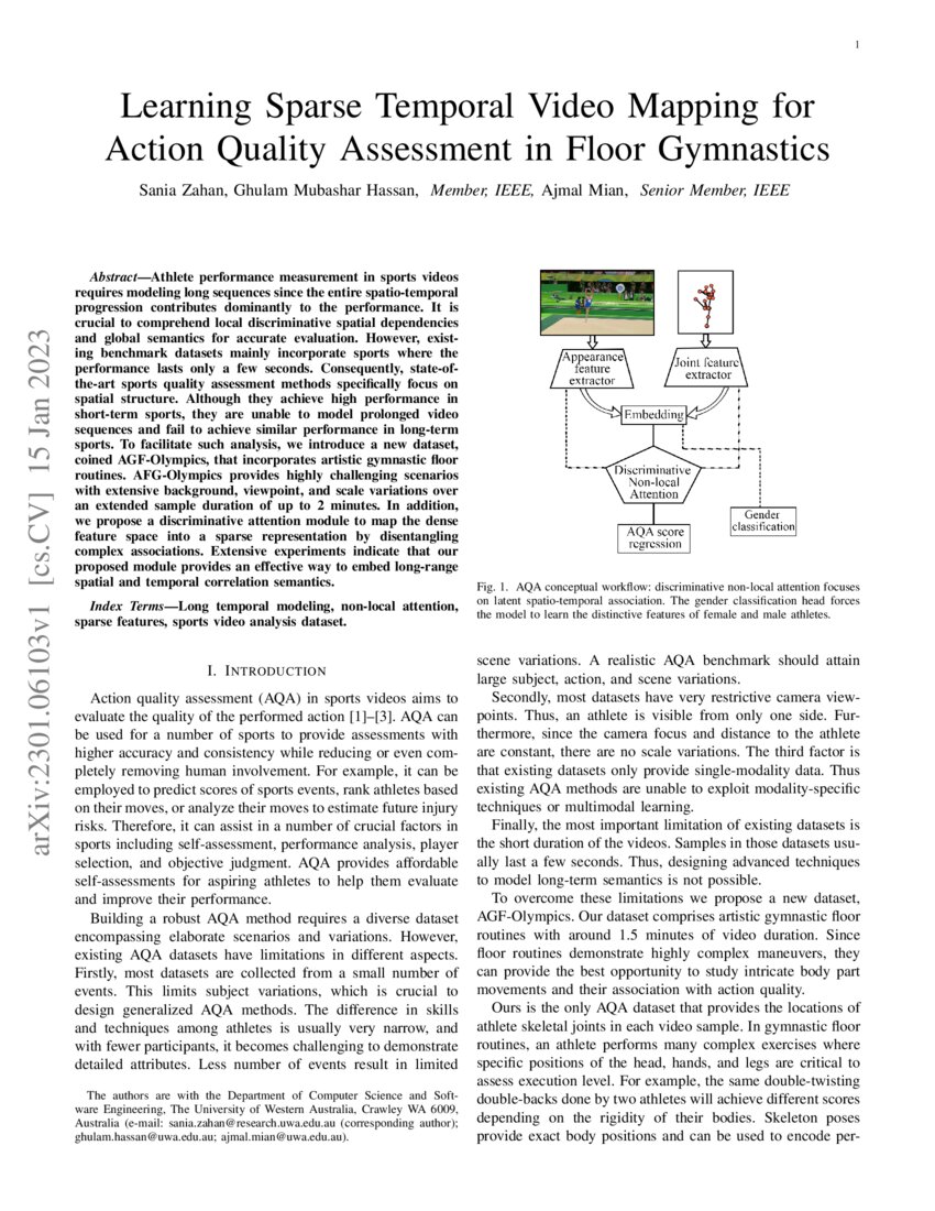 Learning Sparse Temporal Video Mapping for Action Quality Assessment in Floor Gymnastics | DeepAI