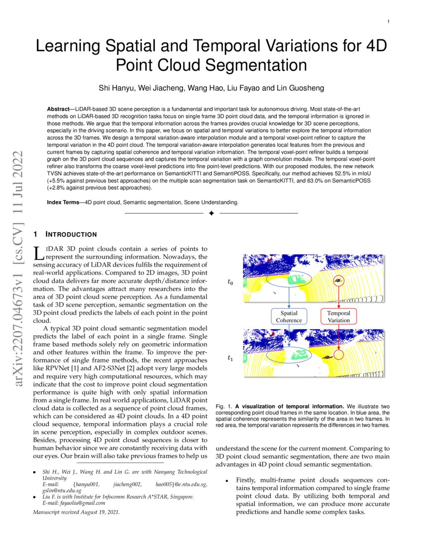 Learning Spatial and Temporal Variations for 4D Point Cloud Segmentation | DeepAI