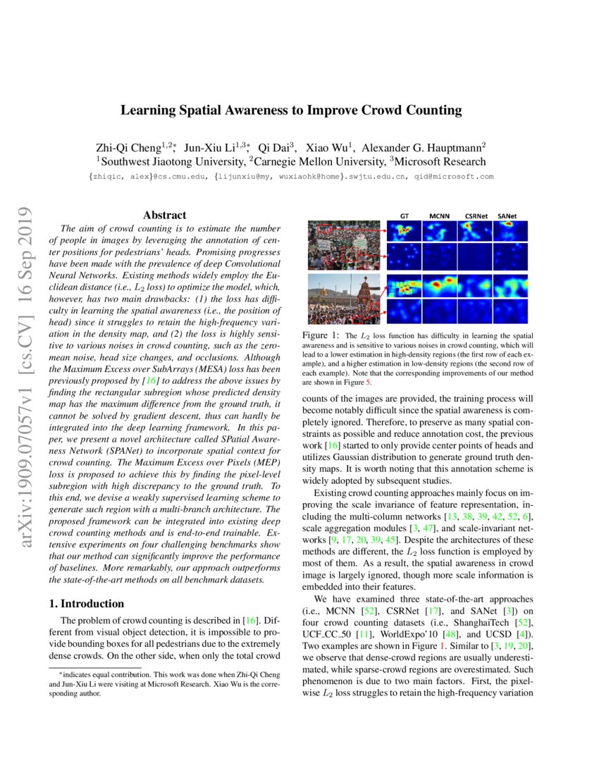 Learning Spatial Awareness to Improve Crowd Counting | DeepAI