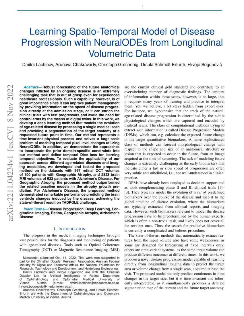 Learning Spatio Temporal Model Of Disease Progression With Neuralodes