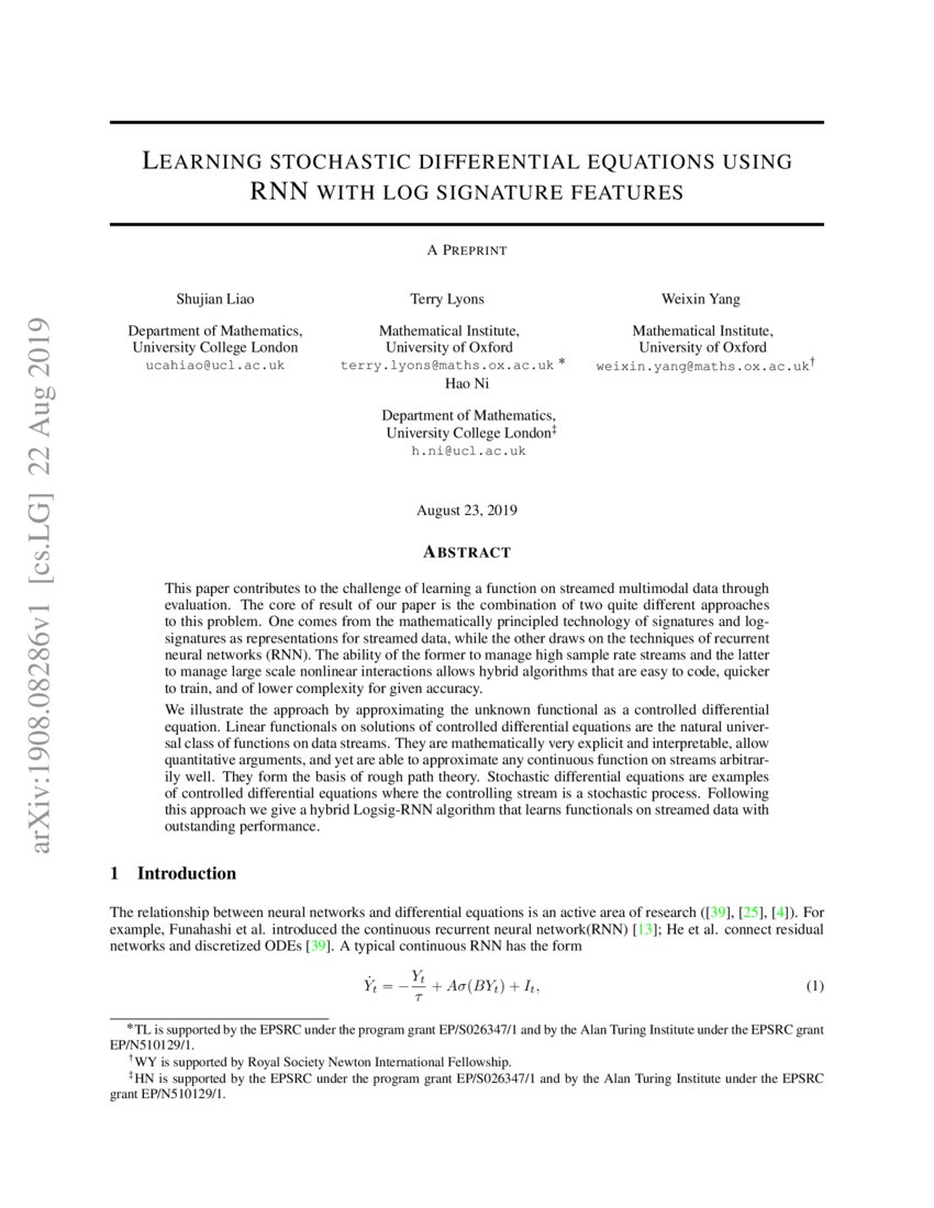 Learning Stochastic Differential Equations Using Rnn With Log Signature