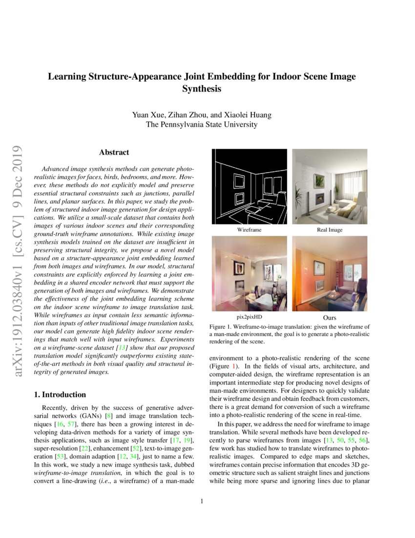 Learning Structure-Appearance Joint Embedding for Indoor Scene Image Synthesis | DeepAI