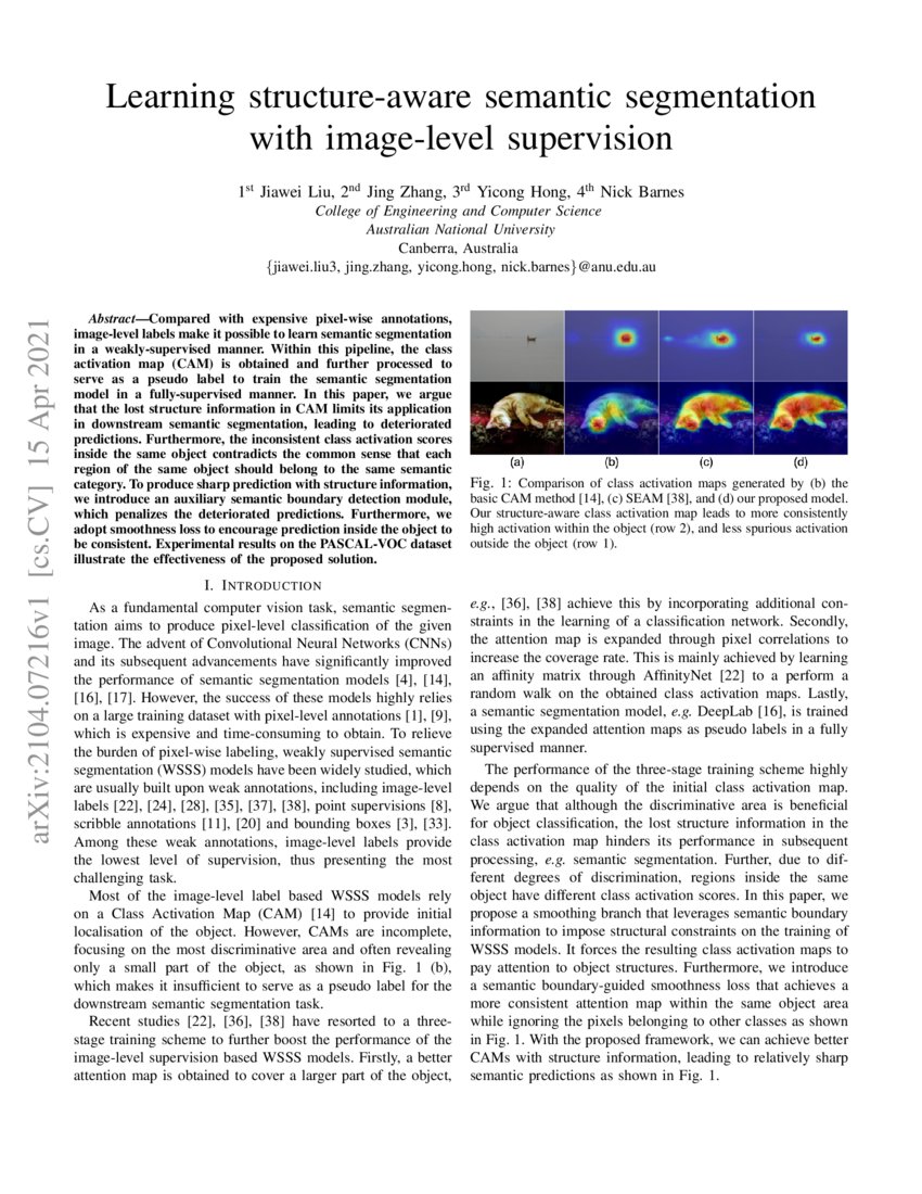 Learning Structure Aware Semantic Segmentation With Image Level