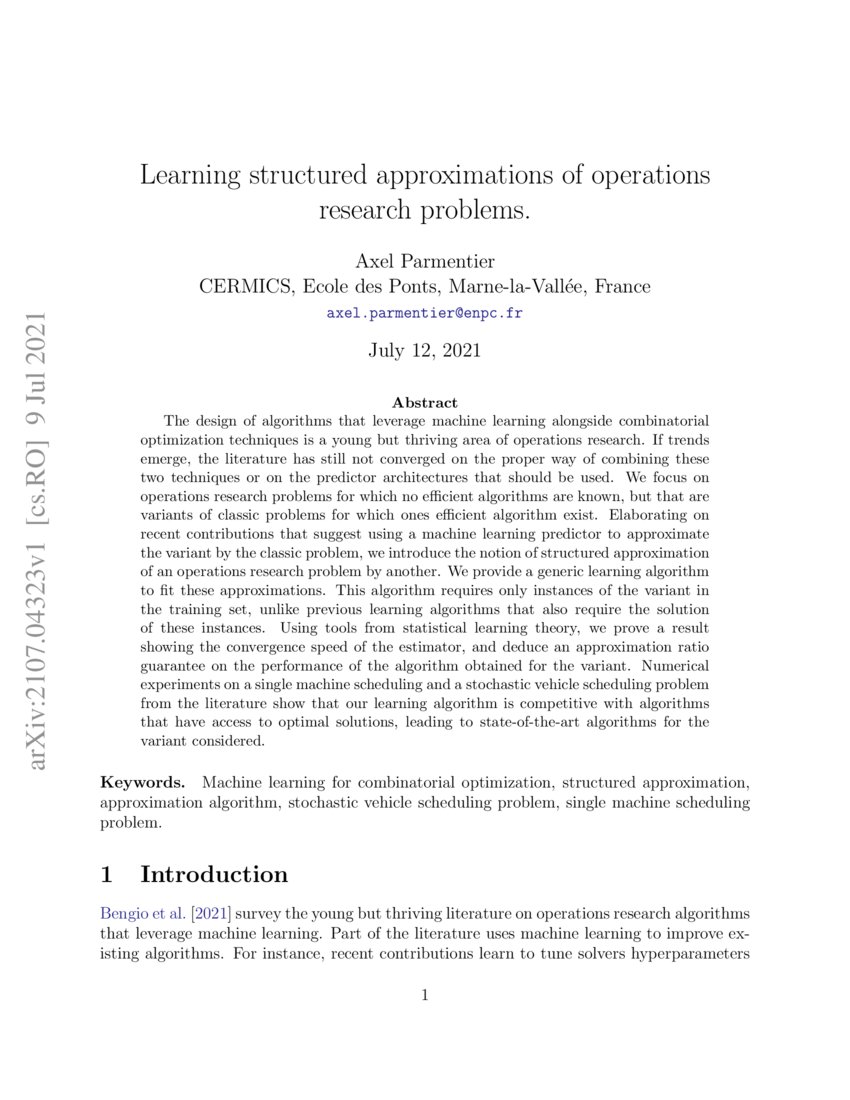 Learning structured approximations of operations research problems | DeepAI