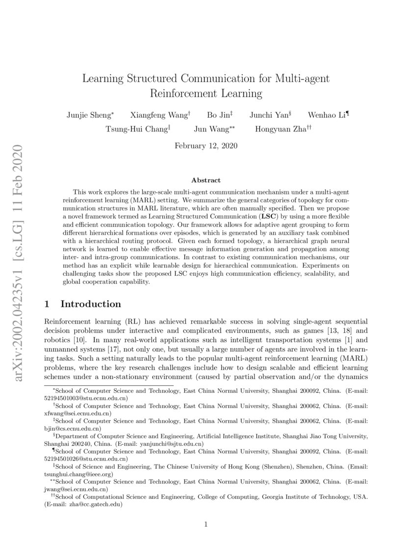 Learning Structured Communication for Multi-agent Reinforcement ...