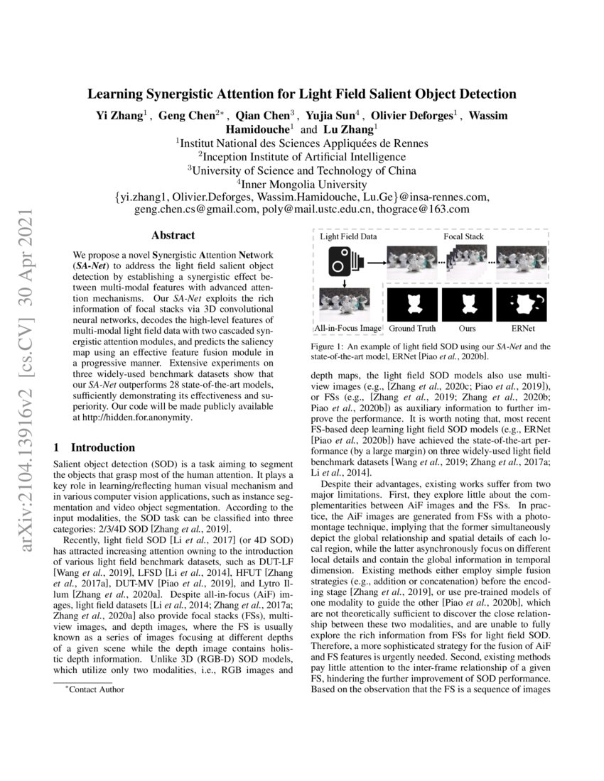 Learning Synergistic Attention For Light Field Salient Object Detection