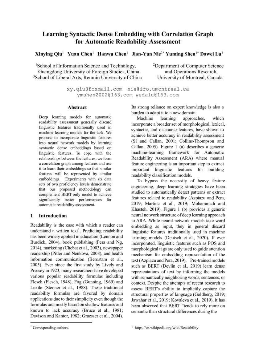 Learning Syntactic Dense Embedding With Correlation Graph For Automatic